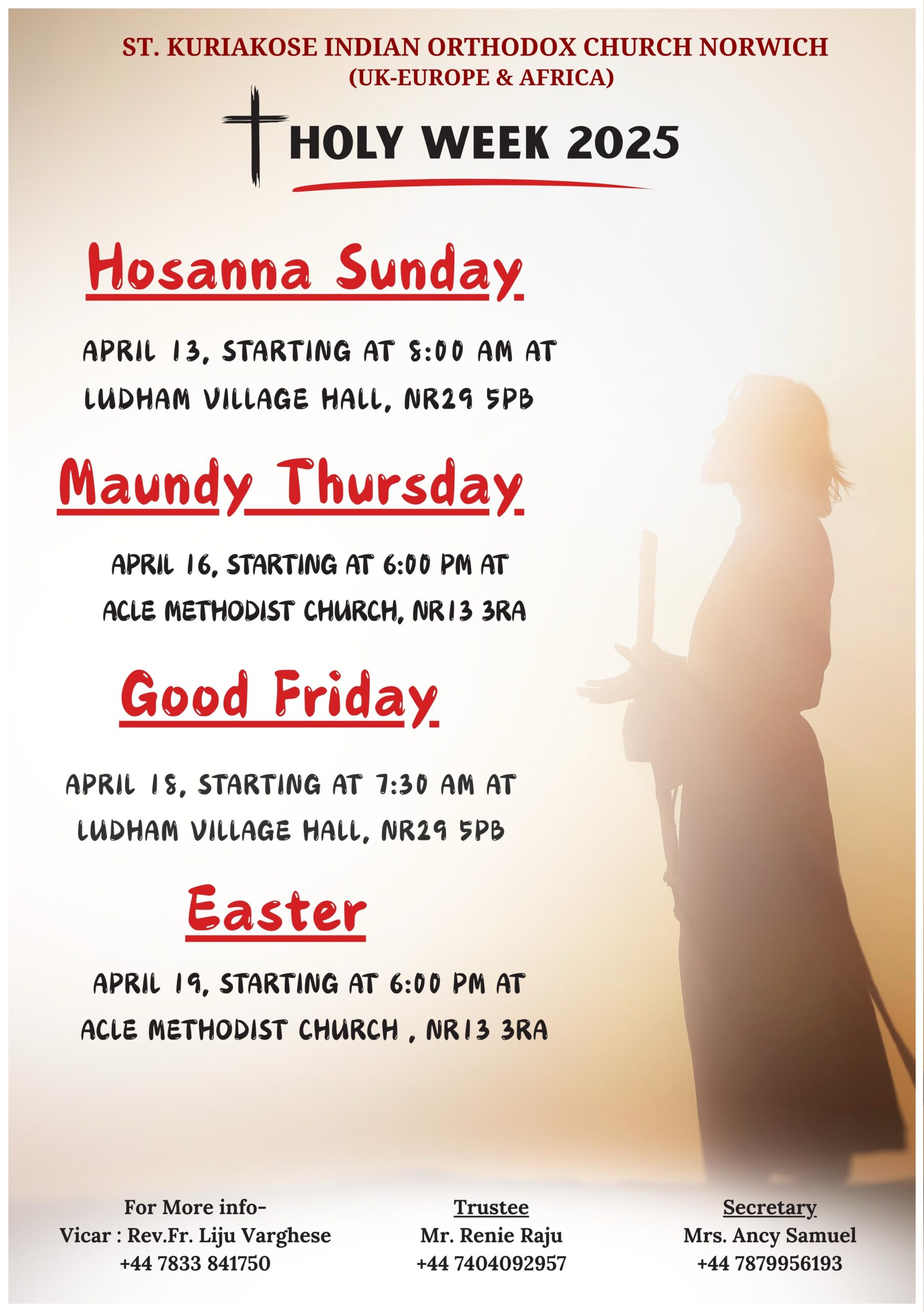 Holy Week 2025 Schedule – St Kuriakose Indian Orthodox Church Norwich